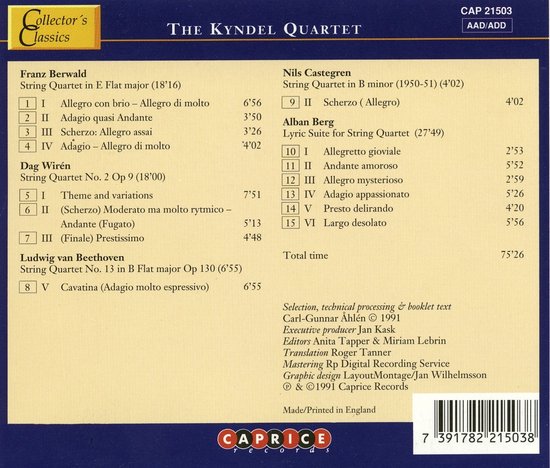 Kyndel Quartet - Memorable Swedish String Quartets 3 (CD), Kyndel ...
