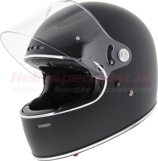 Vito Vintage helm mat zwart oldtimer motor brommerhelm L | bol.com