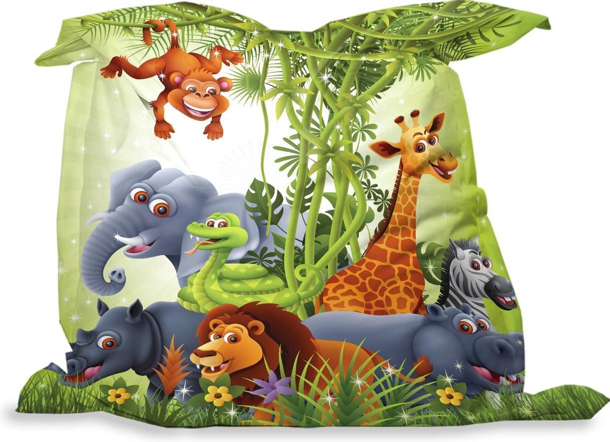 Pouf PillowMonkey - Illustration - Animaux de la jungle - Couleurs ...