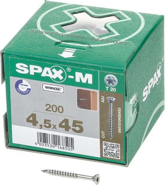 Spax Schroef MDF Verzinkt Torx 4.5 x 45 (200) | bol