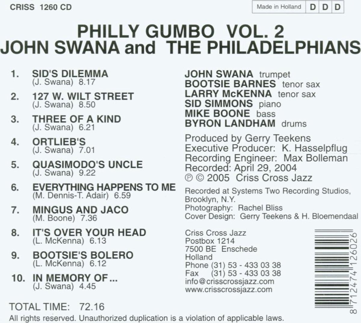 Philly Gumbo, Volume 2, John & Philadelphi Swana | Muziek | bol.com