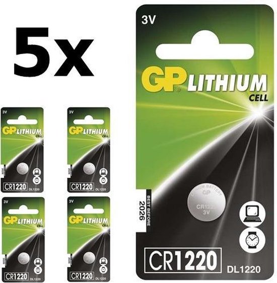 5 Stuks - GP CR1220 3V 40mAh lithium knoopcelbatterij | bol.com