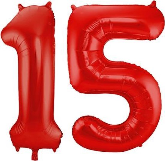 Cijfer 15 Rood Helium 86 cm | bol.com