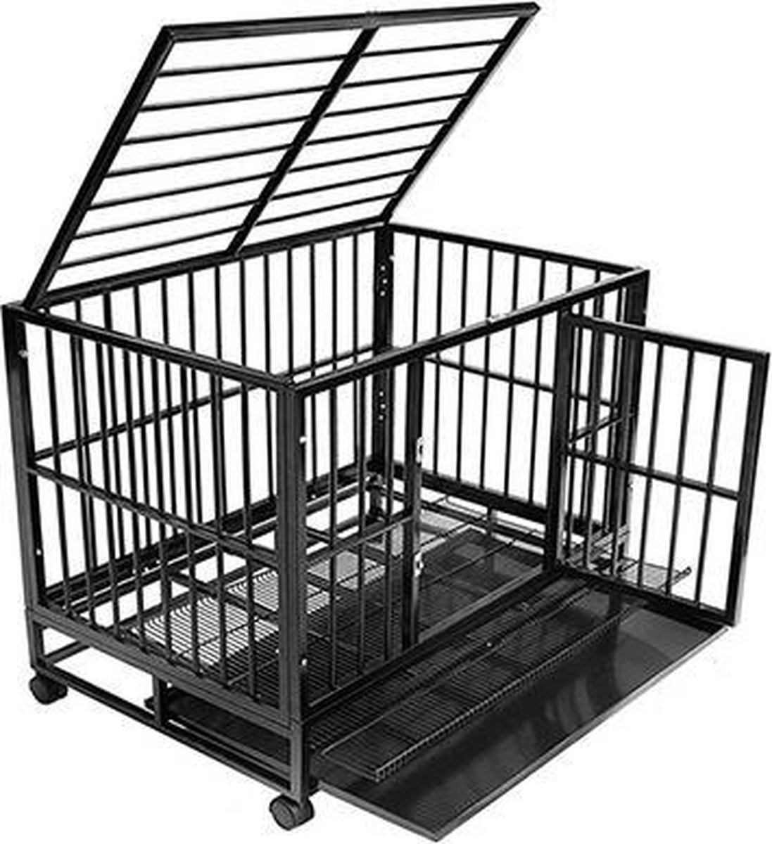 Hondenbench Sterk 91x61x67cm bench hond 2 deuren | bol.com