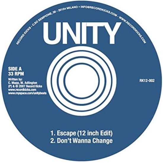 Unity Feat. Lizzy Parks - Escape (12" Vinyl Single), Unity Feat. Lizzy ...