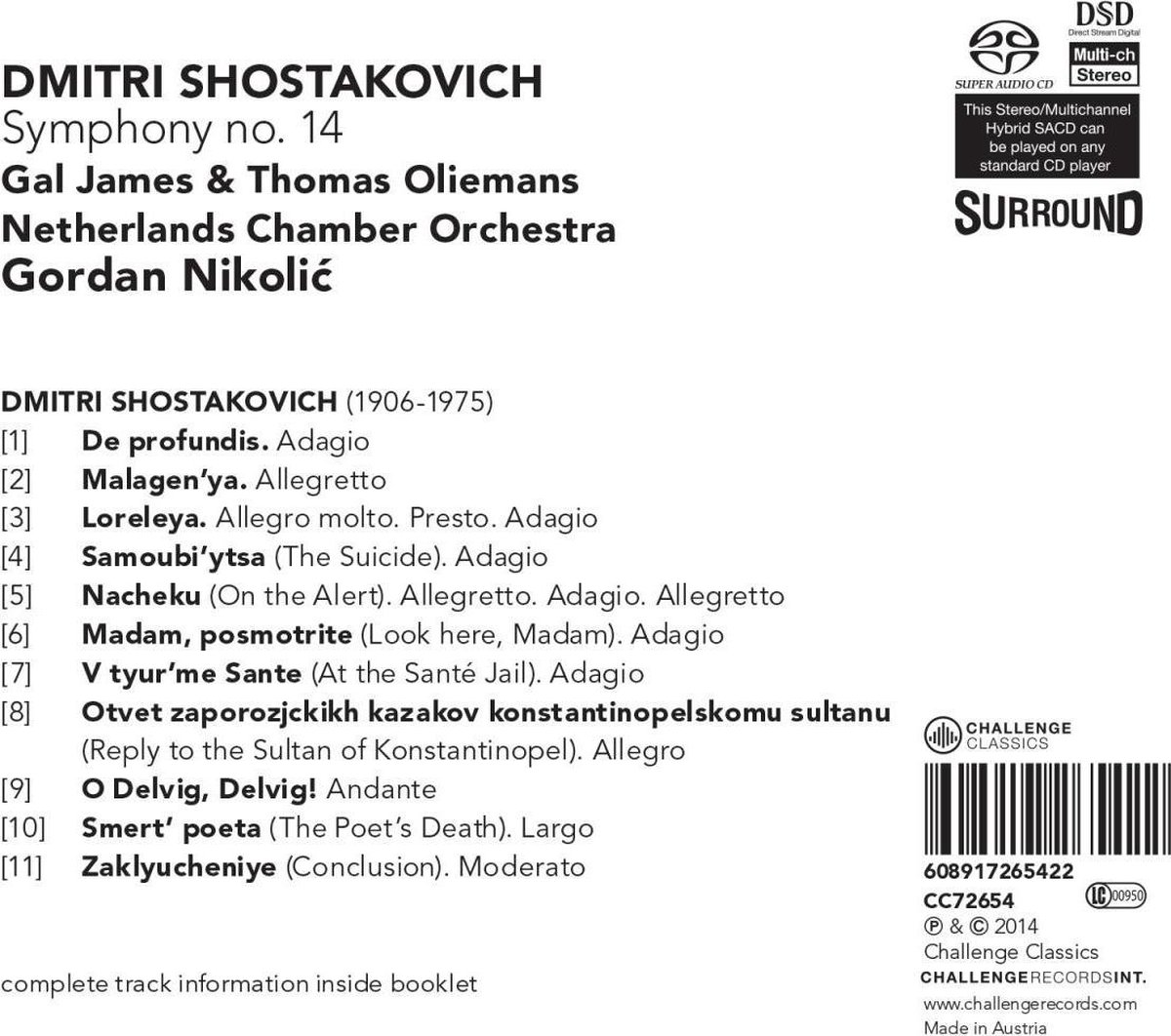 Shostakovich - Symphony No. 14, Gordan Nikolic | Muziek | bol.com