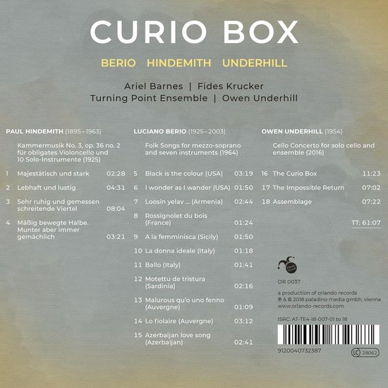 Luciano Berio / Paul Hindemith / Owen Underhill: Curio Box, Fides ...