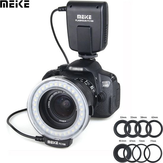 Meike FC-100 macro flitser ringflitser macroflitser Canon Nikon Pentax ...