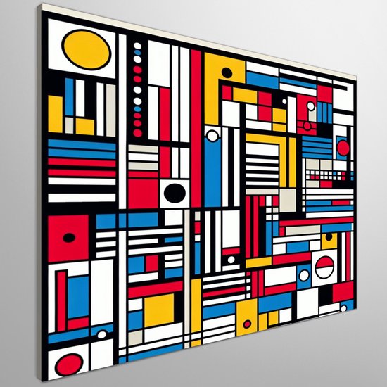 Pop art mondriaan schilderij | Colorful Geometric Fusion: Retro ...
