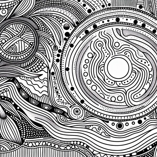 Line art aboriginal schilderij | Aboriginal masterpiece: a vibrant ...