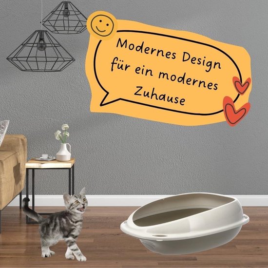Kattenbak zonder deksel - grijze kat WC Schalentoilette 57x40x19 cm oval hygiënisch... | bol