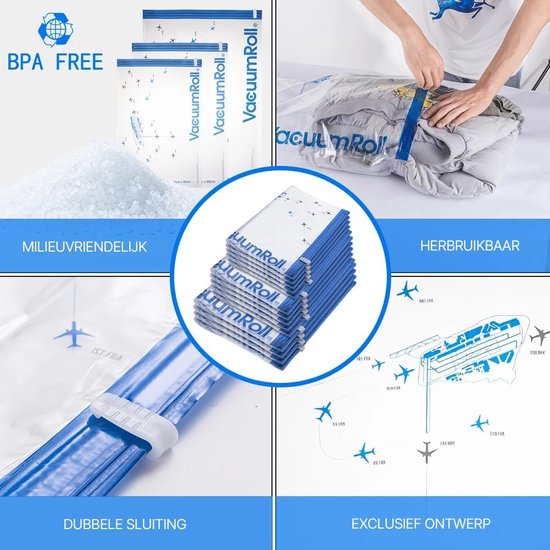 Vacuüm opbergzakken (14+1 stuks) voor Reizen en Kleding, Reisorganizer ...