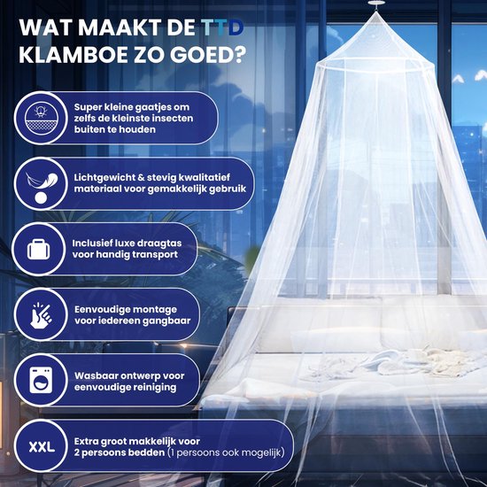 TTD® Hoogwaardige XXL Klamboe 2 Persoons met Reistas - Klamboe 1 ...