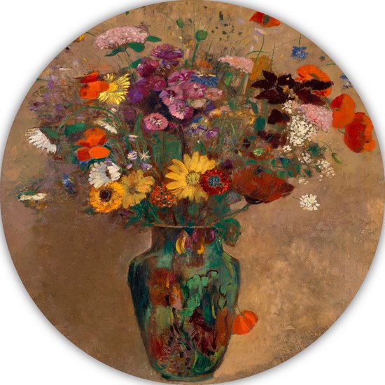 Groot boeket wilde bloemen - Odilon Redon wandbord - Bloemen muurcirkels - Wandpaneel... | bol