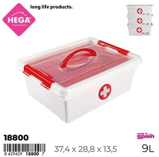 EHBO opbergdoos met vakken - 9L - Kunststof - 37 x 29 x 13 cm | bol