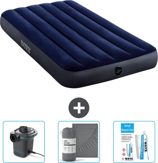 Intex Luchtbed - 1-Persoons - 99 x 191 x 25 cm - Blauw - Inclusief Pomp ...