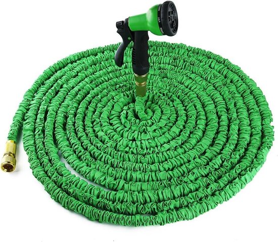 Tuin Waterslang Uitbreidbaar 50ft Groen - Met Messing Connectors en ...