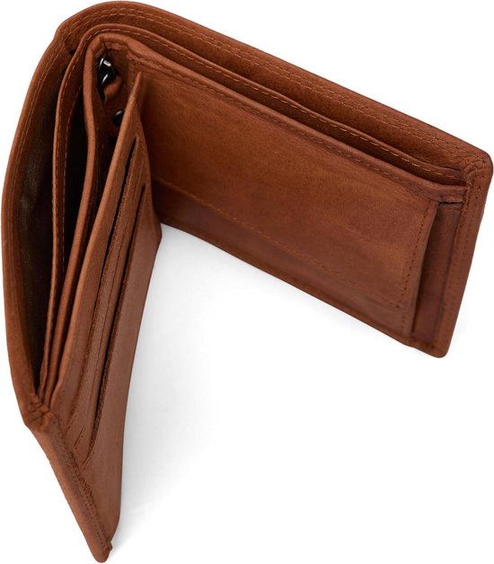 Udine Leather Wallet Side Opening - Cognac Brown - Cowboy Style Wallet ...