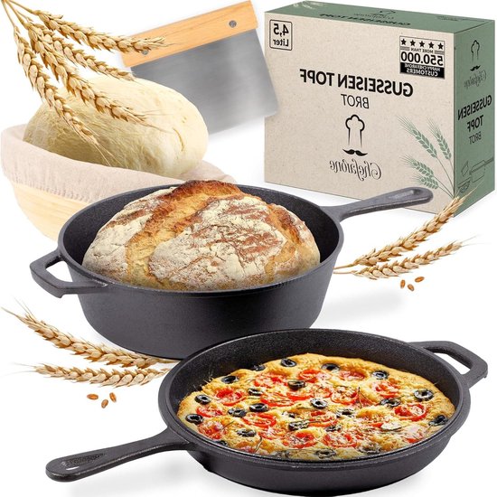 Gietijzeren pan 26 cm ingebrand - inductie geschikt - braadpan met ...