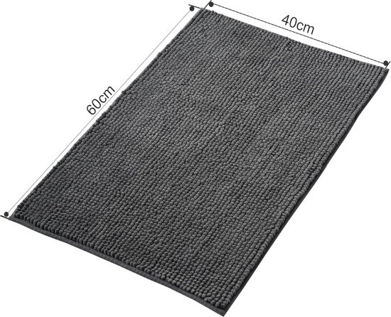 Anti-Slip Chenille Badmat Donker Grijs Absorberend Machinewasbaar ...