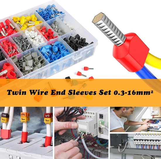 1200pcs Cord-End Ferrules Assortment Set 0.5 - 16mm² Double Cord-End ...