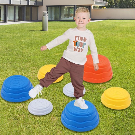 7 Pieces Stepping Stones Kids Sensory Obstacle Road Balance Board ...