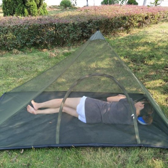 Klamboe met ritssluiting - Groene campingklamboe met extra bescherming ...