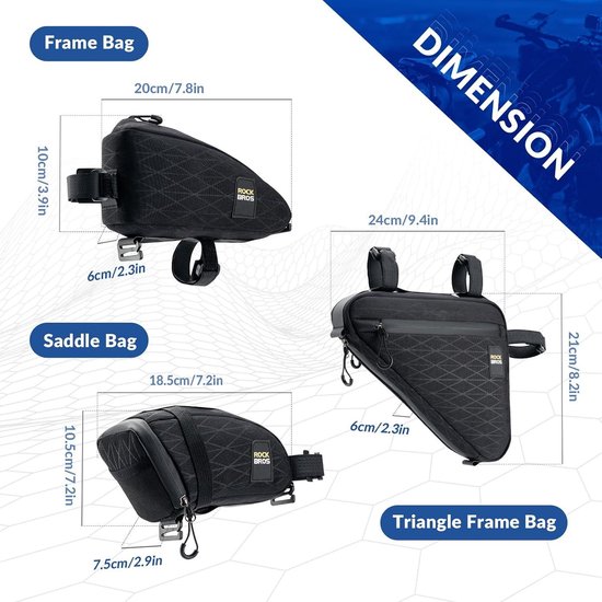 Frame Tas en Zadeltas Set - Afneembare Draagbare Fietstassen voor ...