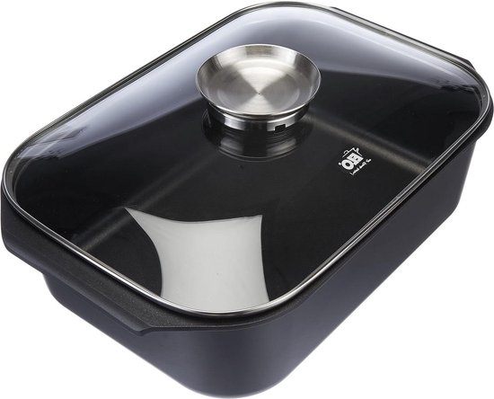 Rechthoekige Braadslee 42 x 29 x 17 cm Met Deksel En Aromaknop Zwart | bol