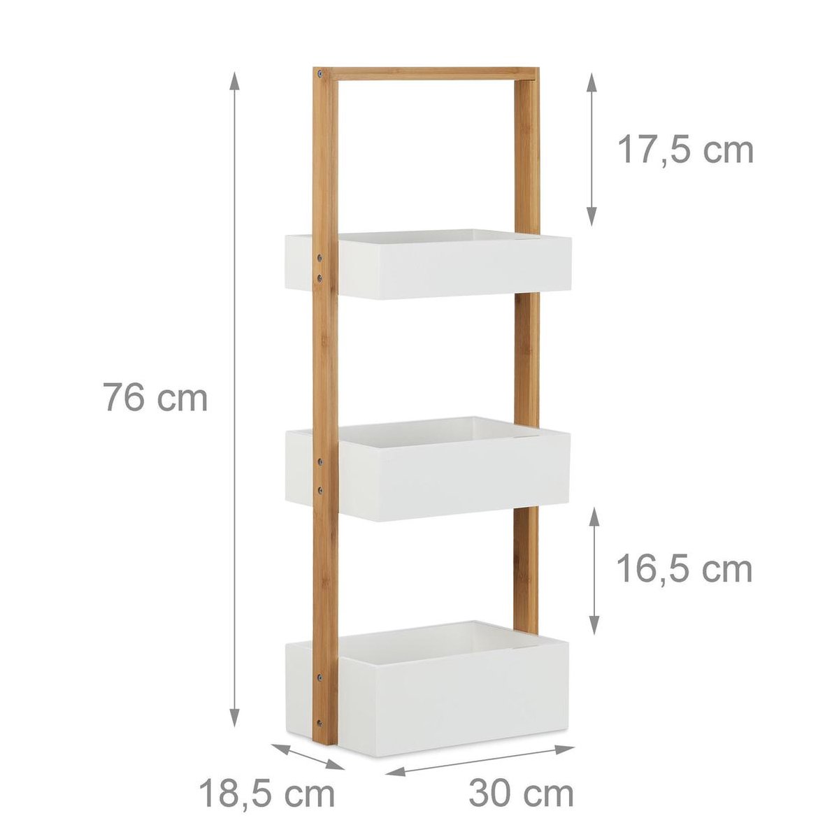 bol.com | relaxdays badkamerrek klein - houten rek met 3 manden - wit ...