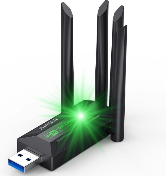 Pro WiFi Adapter USB met 4 Antennes - 1200 MB - Wi-Fi Ontvanger ...