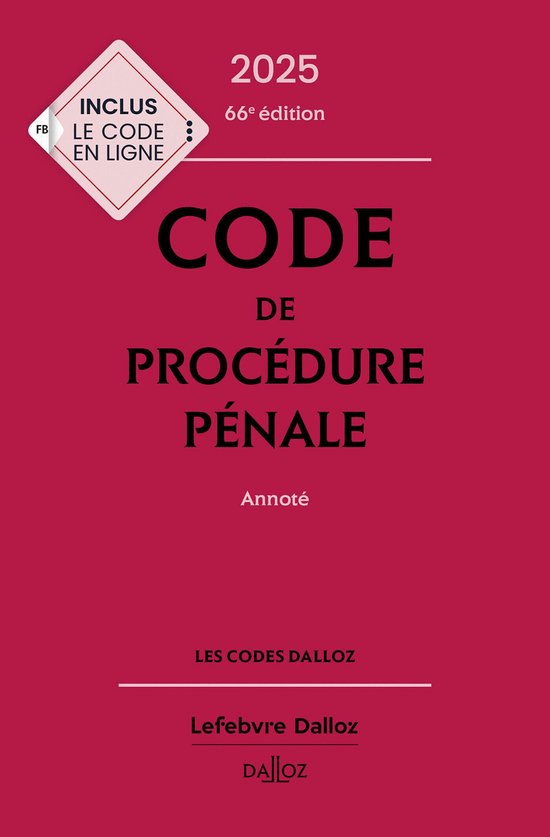 Codes Dalloz Universitaires et Pro - Code de procédure pénale 2025 66ed - Annoté... | bol