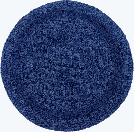 Homescapes ronde badmat donkerblauw 80 cm gemaakt van 100% katoen | bol