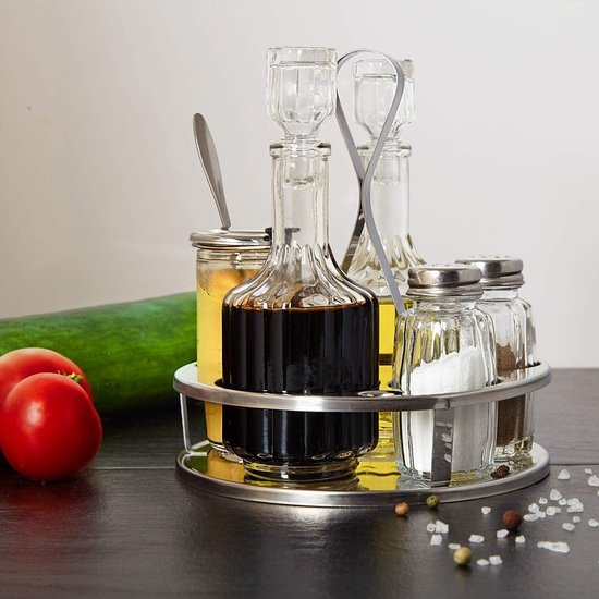 5-delig Tafel Menage Set - azijn - olie - peper - zout - mosterdglas ...