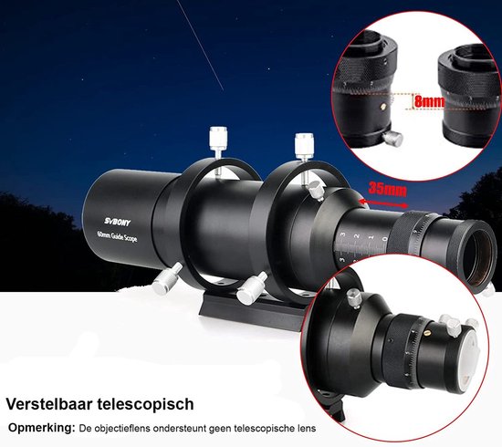Guide Scope 60mm, F4 Zoeker met Spiraal Focuser voor Het Vinden en ...