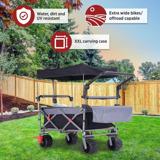 Bolderkar Opvouwbaar met Dak - Handkar - Bolderkar Luchtbanden - Handwagen - XXL - 100... | bol