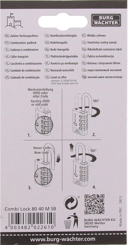 Burg Wachter Combi Lock Code Verstellt