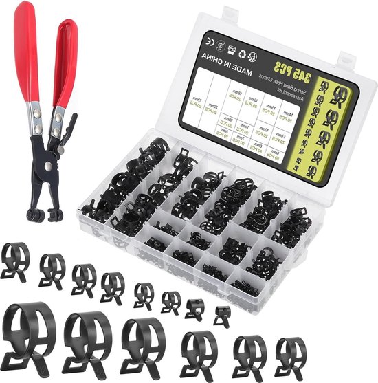 Variety Set of 345 Hose Clamps with 14 Sizes for Secure Connections - 5 ...