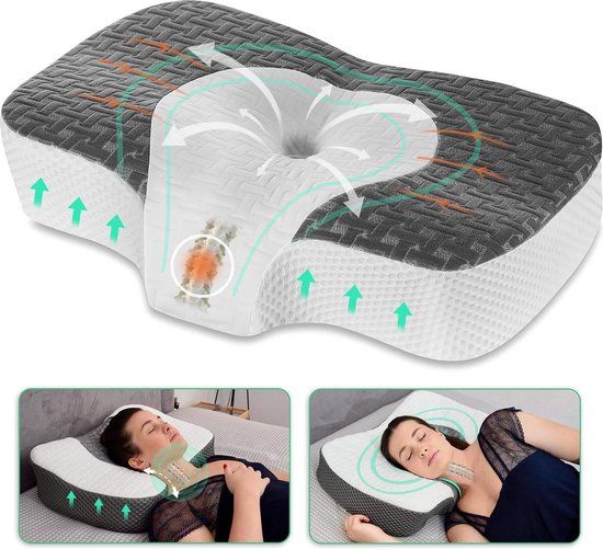 Cervical Orthopedische Memory Foam Kussen Verwijderbaar Ergonomisch nekkussen voor nek... | bol