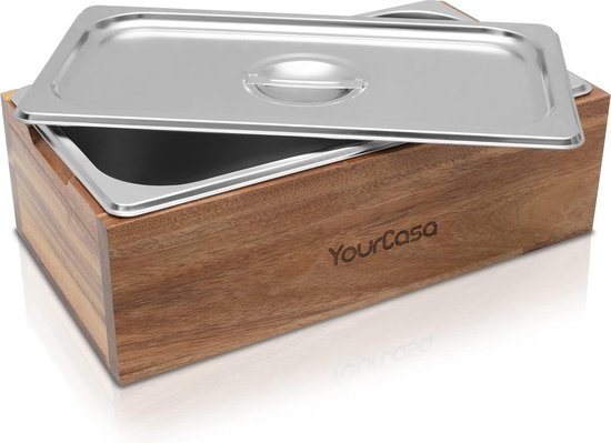 Biologische afvalemmer keuken - acaciahout en roestvrij staal voor ...