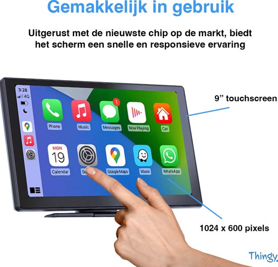 Thingy Navigatiesysteem 9 inch - Ingebouwde Dashcam - Touchscreen - Met ...