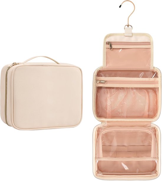 Toilettas organizer - Roze - 24 x 18 x 9 cm - Hangend reistasje voor op ...