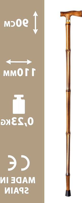 Bamboe wandelstok met houten handvat en polsband - Wandelstokken (609 ...