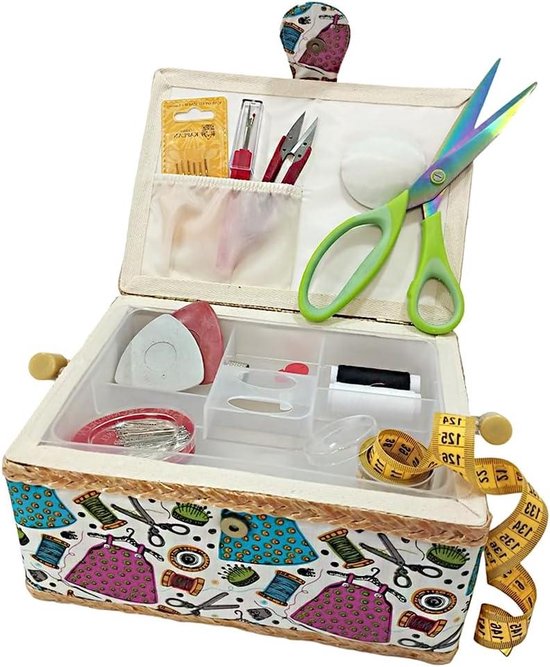 Naaidoos Jurk Middelgroot Met Naai-Accessoires en Stof Beklede Naai-Box ...