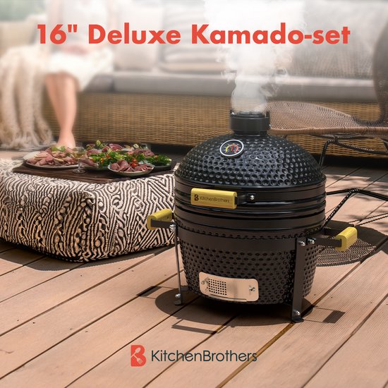 KitchenBrothers Kamado BBQ - 16 Inch Houtskool Barbecue - 34⌀ cm ...