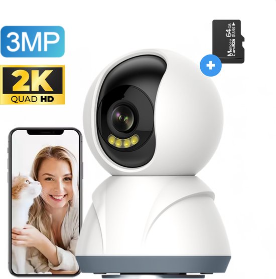SageGoods 2K Huisdiercamera - Petcam Inclusief 64 GB SD-kaart - Quad HD 3MP... | bol