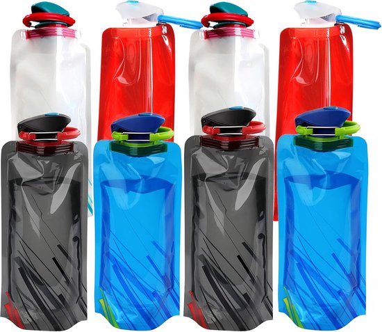 8 stuks opvouwbare waterflessen, 700 ml opvouwbare drinkfles, flexibele ...