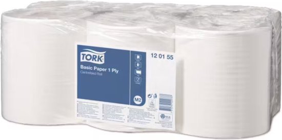 TORK 120155 M2 6ST POETSROLLEN UNIVERSAL 310 M-ROL 1-LGS WIT 300 MTR X ...