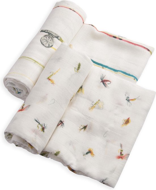 Little Unicorn Deluxe Inbakerdoek Gone Fishing - Bamboe - 2 stuks | bol