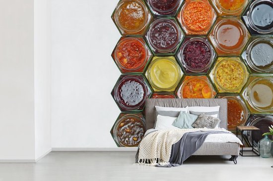 Behang - Fotobehang - Verschillende soorten specerijen waaronder chutney - Breedte 420... | bol.com